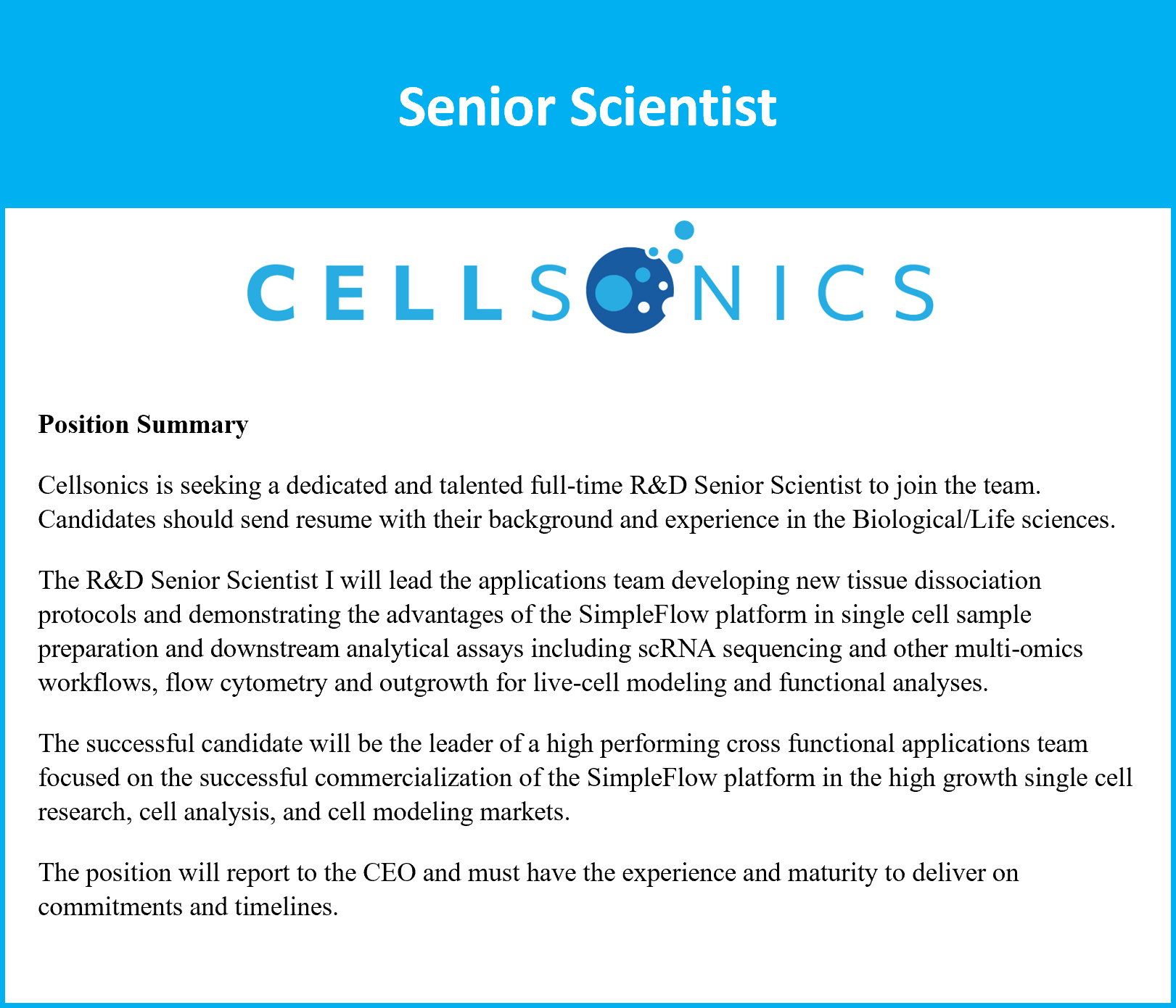 Careers | Cellsonics